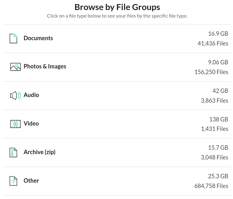 Browse Files by Type - Filerev for Google Drive