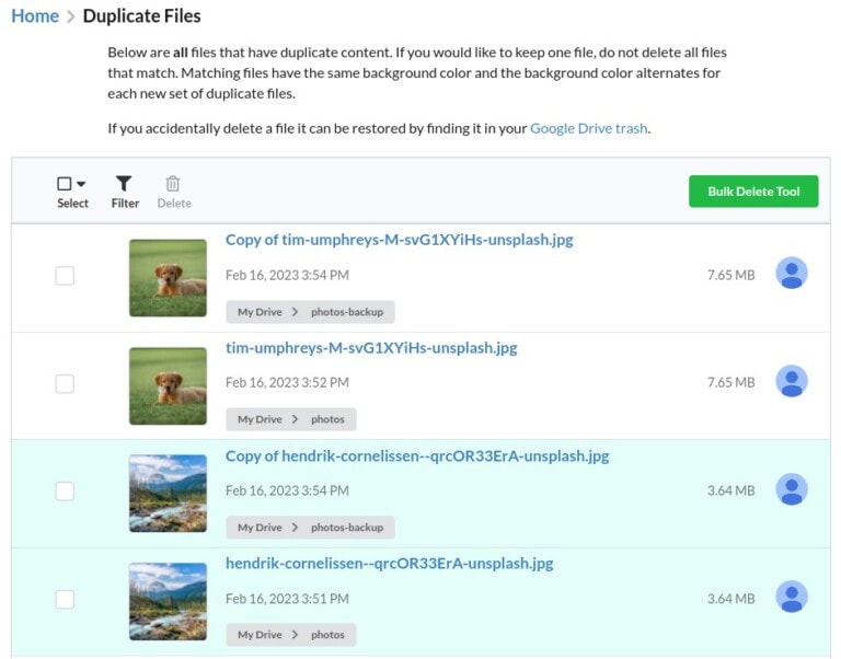 View and Delete Your Duplicate Files - Filerev for Google Drive