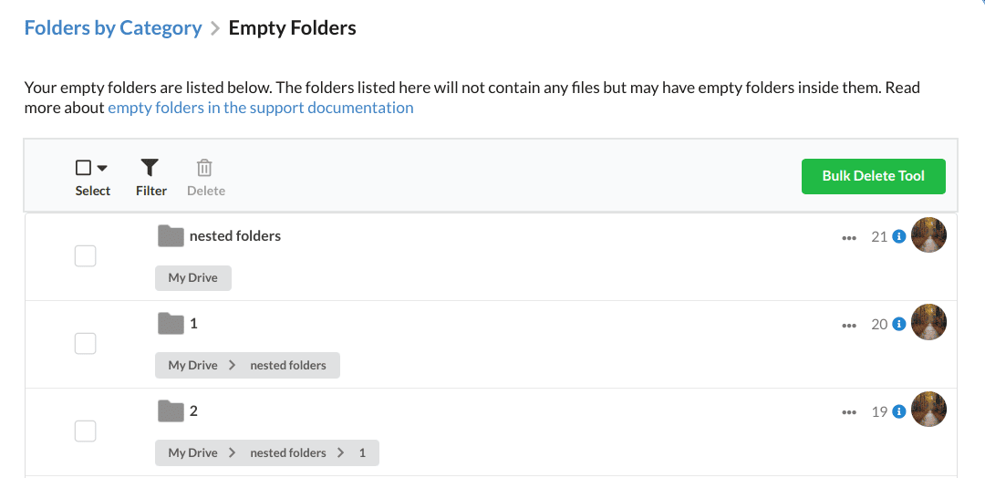 View and Clean up Empty Files & Empty Folders - Filerev for Google Drive